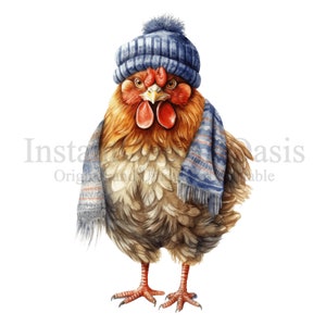 Chicken With Wooly Hat Clipart, 10 High Quality Pngs, Nursery Art ...