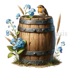 Rustic Wooden Barrels Clipart, 10 High Quality Pngs, Digital Download ...