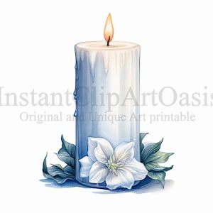 White Candles Clipart, 10 High Quality Jpgs, Watercolor, Instant ...