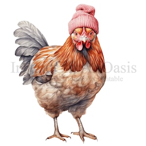 Chicken With Wooly Hat Clipart, 10 High Quality Pngs, Nursery Art ...
