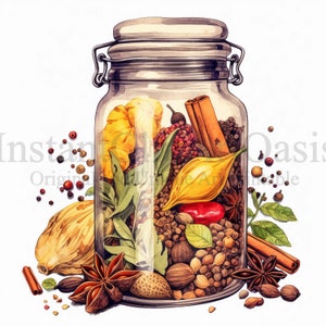 Spices Jar Clipart, 10 High Quality Jpgs, Vintage Art, Digital Download ...