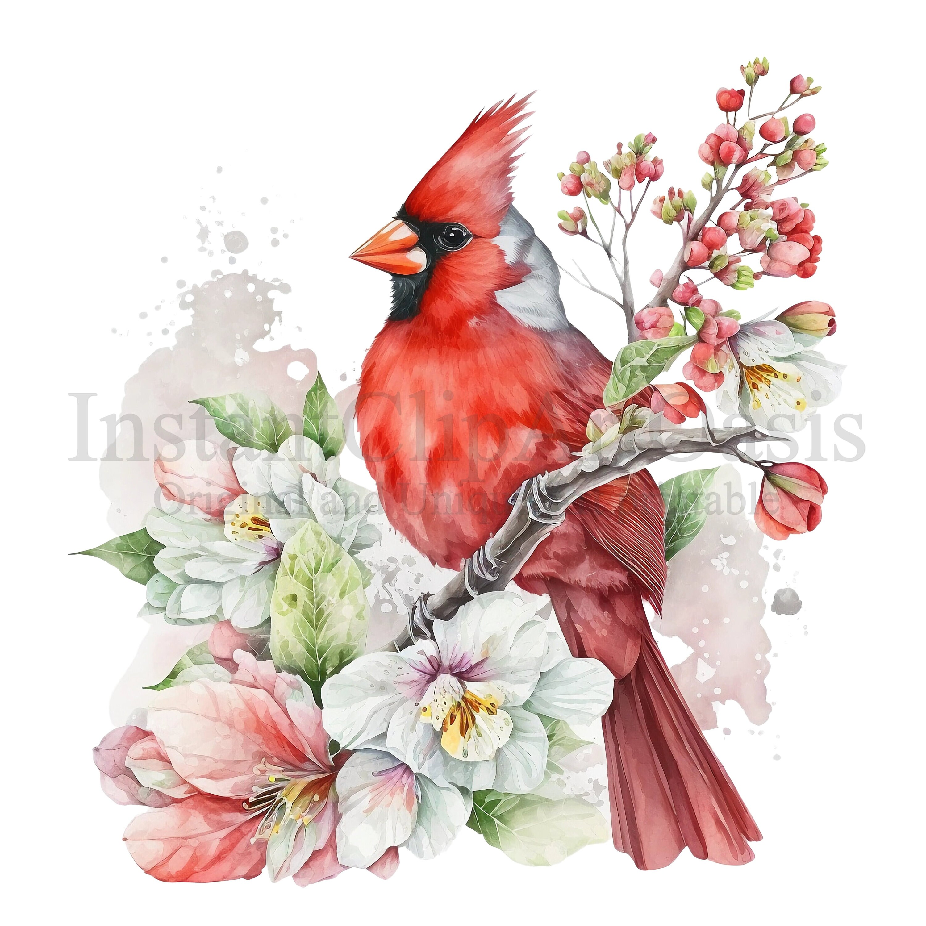 Red Cardinal Clipart, 10 High Quality Pngs, Nursery Art, Digital ...