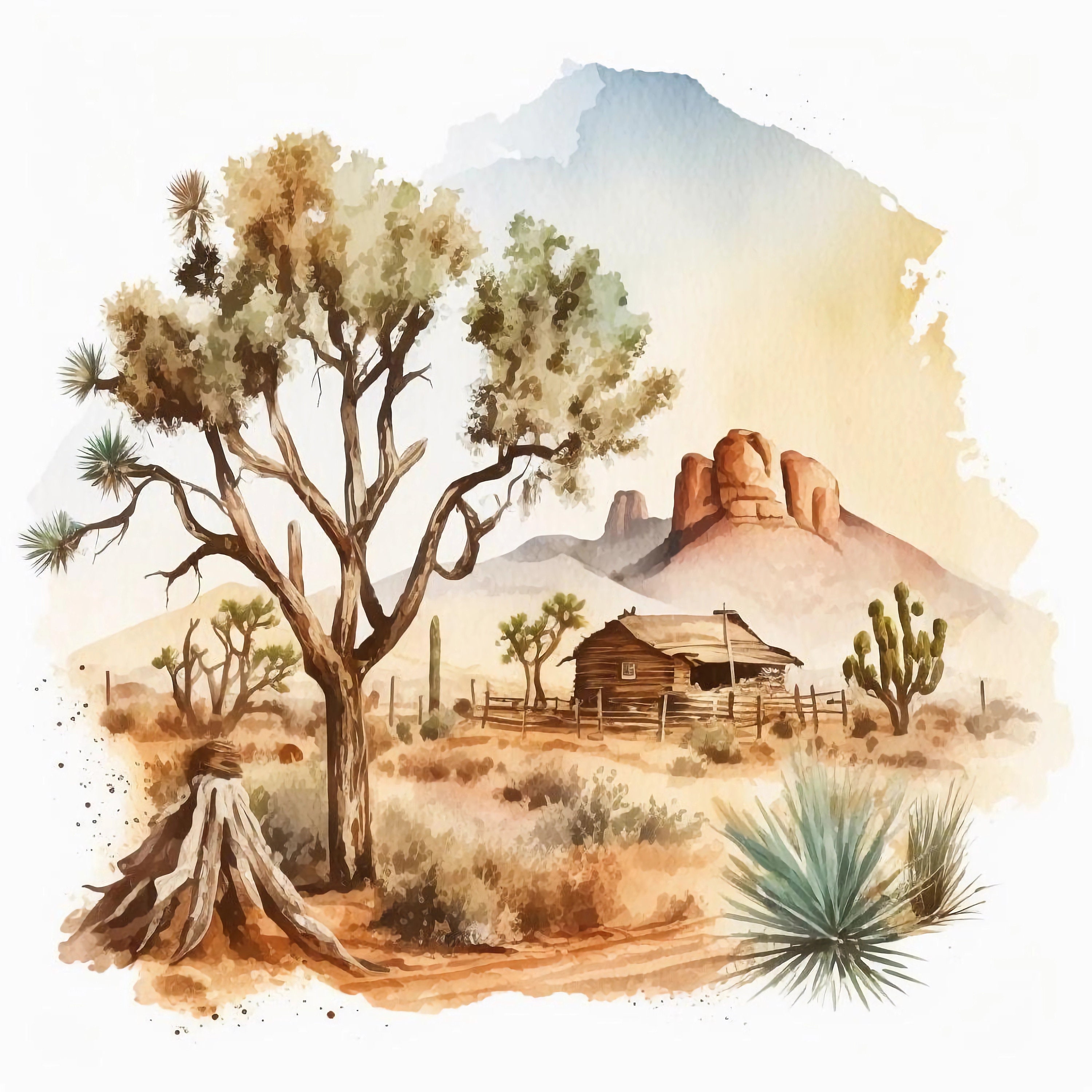 Old West Landscape Clipart 10 High Quality Jpgs Watercolor - Etsy UK