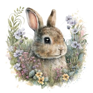 Floral Bunnies Clipart, 10 High Quality Pngs Transparent Background ...