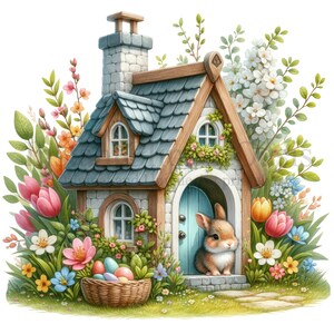Bunny House Clipart - 10 High Quality Pngs, Digital Planners, Junk ...
