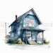 Blue Houses Clipart, 10 High Quality Jpgs, Sea Art, Instant Digital ...