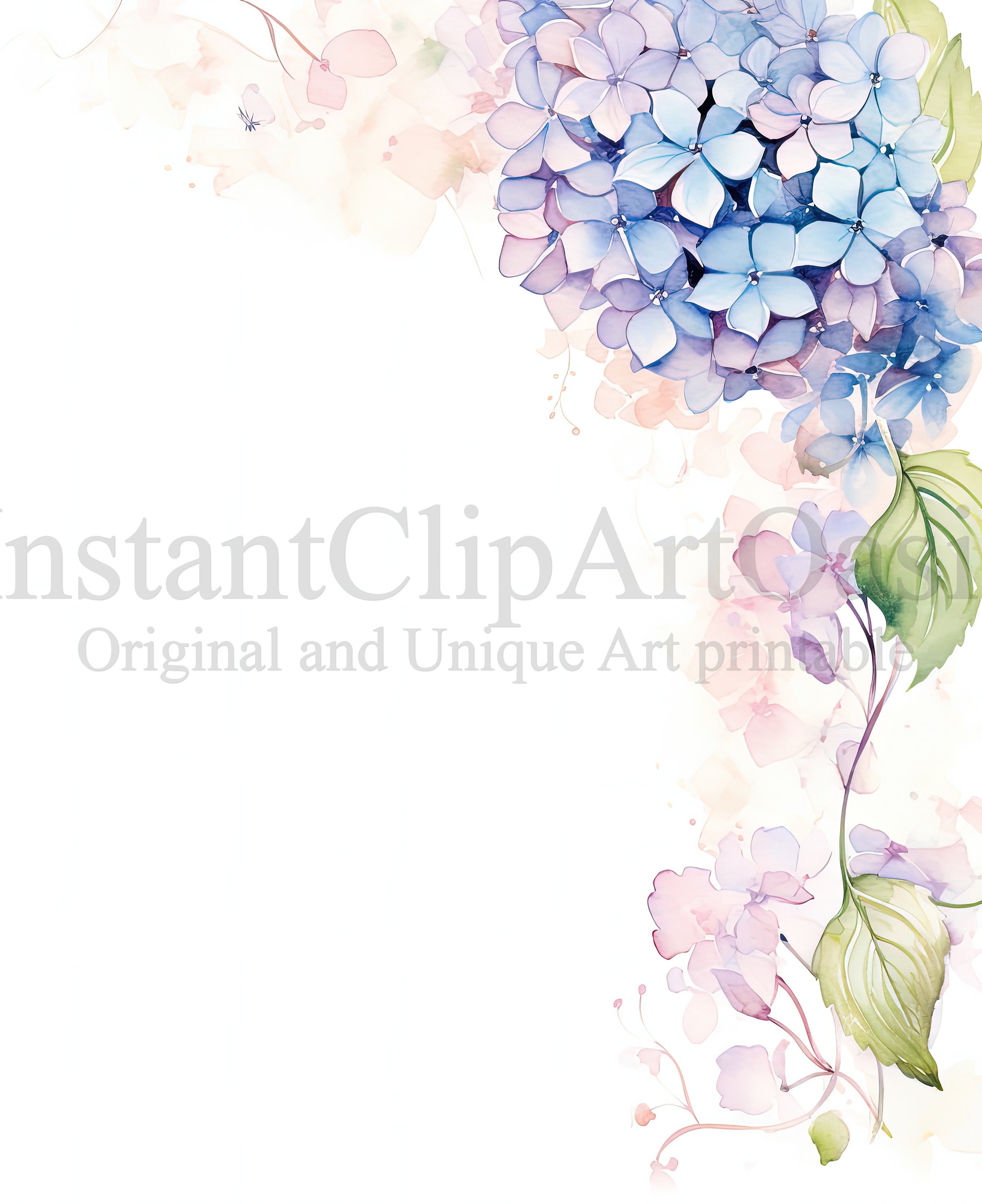 Delicate Hydrangea Borders - 10 High Quality Jpgs, Digital Planner ...
