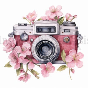 Floral Cameras Clipart, 8 High Quality Jpgs, Art, Instant Digital ...