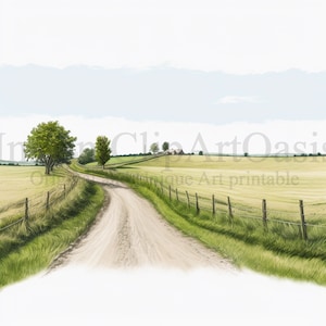 Country Lanes Clipart, 10 High Quality Jpgs, Watercolor Art, Digital ...