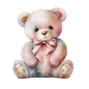 Pink Teddy Bear Clipart, 10 High Quality Pngs, Nursery Art, Digital ...