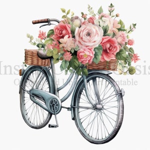 Rose Bicycles Clipart, 10 High Quality Jpgs, Vintage Art, Digital ...