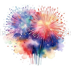Watercolor Fireworks Clipart, 10 High Quality Jpgs, Instant Digital ...