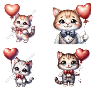 Cat With Heart Clipart, 11 High Quality Pngs, Digital Download, Card ...
