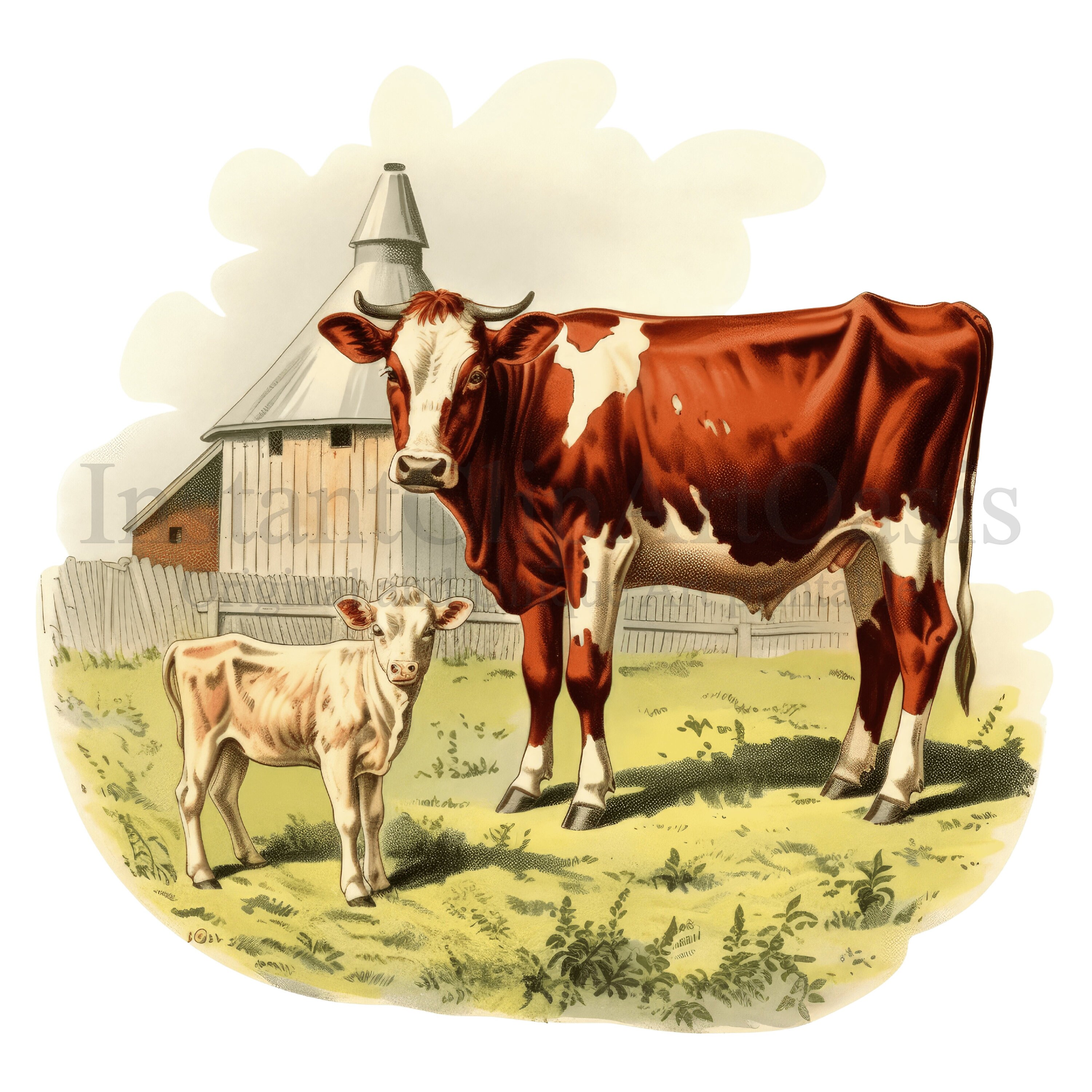 Farm Cows Clipart, 8 High Quality Pngs, Nursery Art | Card Making ...