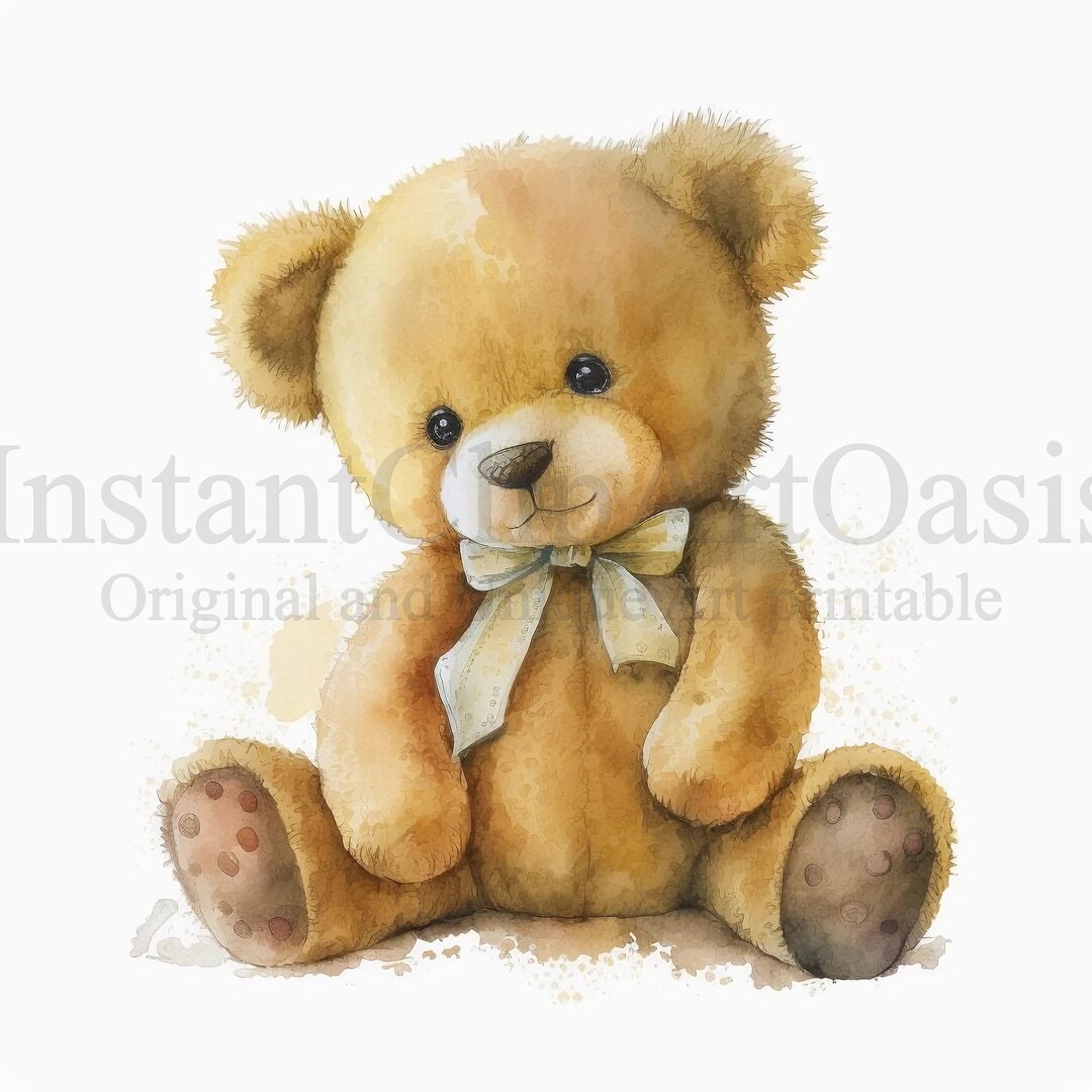 Yellow Teddy Bear Clipart, 10 High Quality Jpgs, Nursery Art, Digital ...