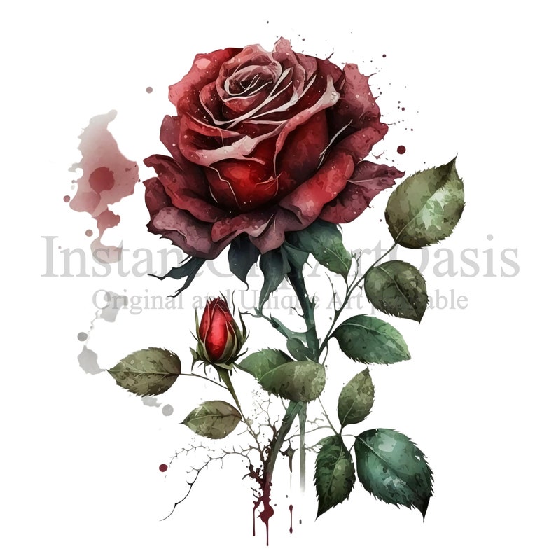 Red Rose Clipart, 10 High Quality Pngs, Botanical Art, Instant Digital ...