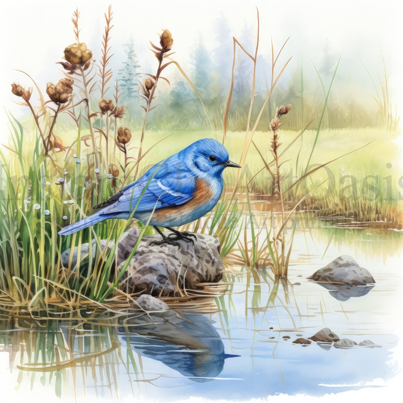 Spring Blue Bird Clipart, 10 High Quality Jpgs, Nursery Art, Instant ...