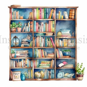 Bookshelf Clipart, 10 High Quality Jpgs, Nursery Art, Digital Download ...