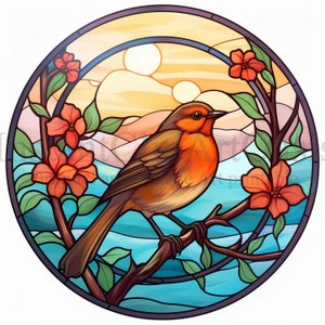 Stained Glass Robin, 10 High Quality Jpgs, Stained Glass, Digital ...