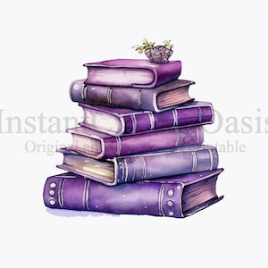 Stack of Purple Books Clipart, 10 High Quality Jpgs, Nursery Art ...