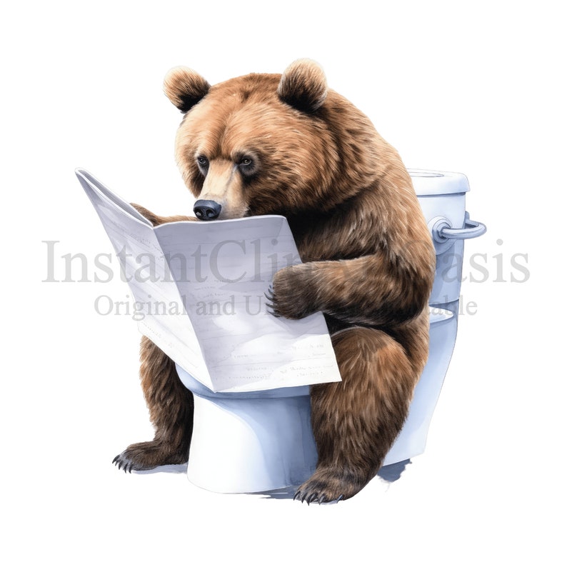 Bears on Toilet Clipart - 7 High Quality Pngs, Digital Planners, Junk ...