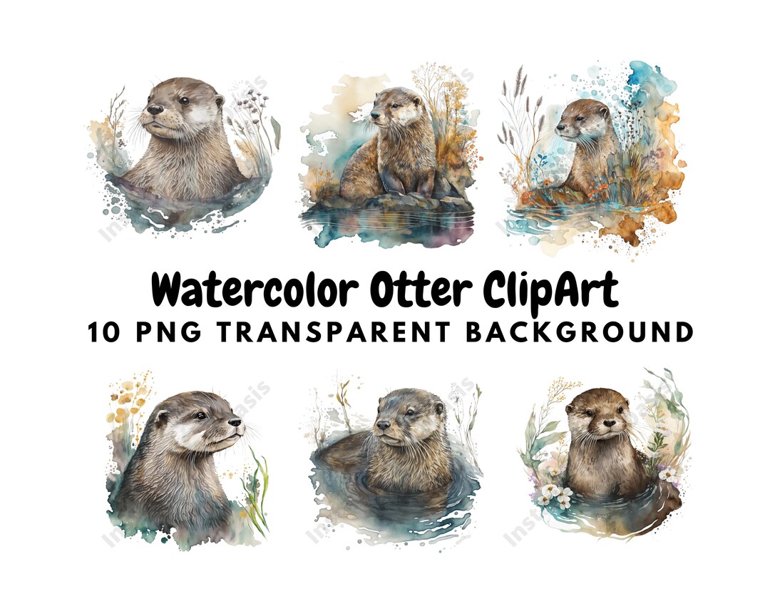 Otter Clipart, 10 High Quality Pngs Transparent Background | Card ...