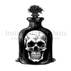 Black & White Potions Bottles Clipart, 10 High Quality Pngs, Digital ...