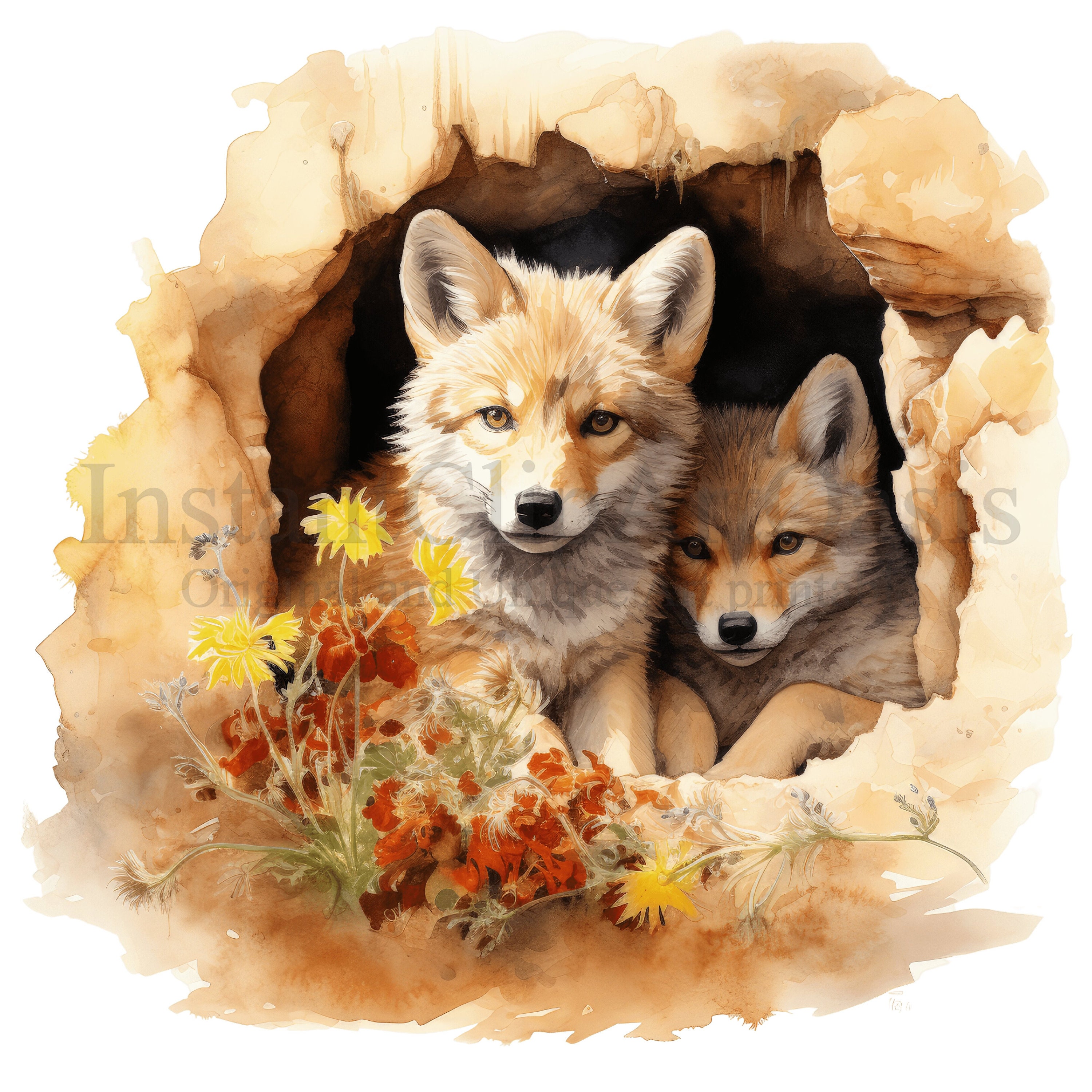 Wolf Cubs in the Den Clipart - 10 High Quality Pngs, Digital Download ...