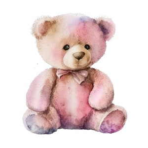 Pink Teddy Bear Clipart, 10 High Quality Pngs, Nursery Art, Digital ...