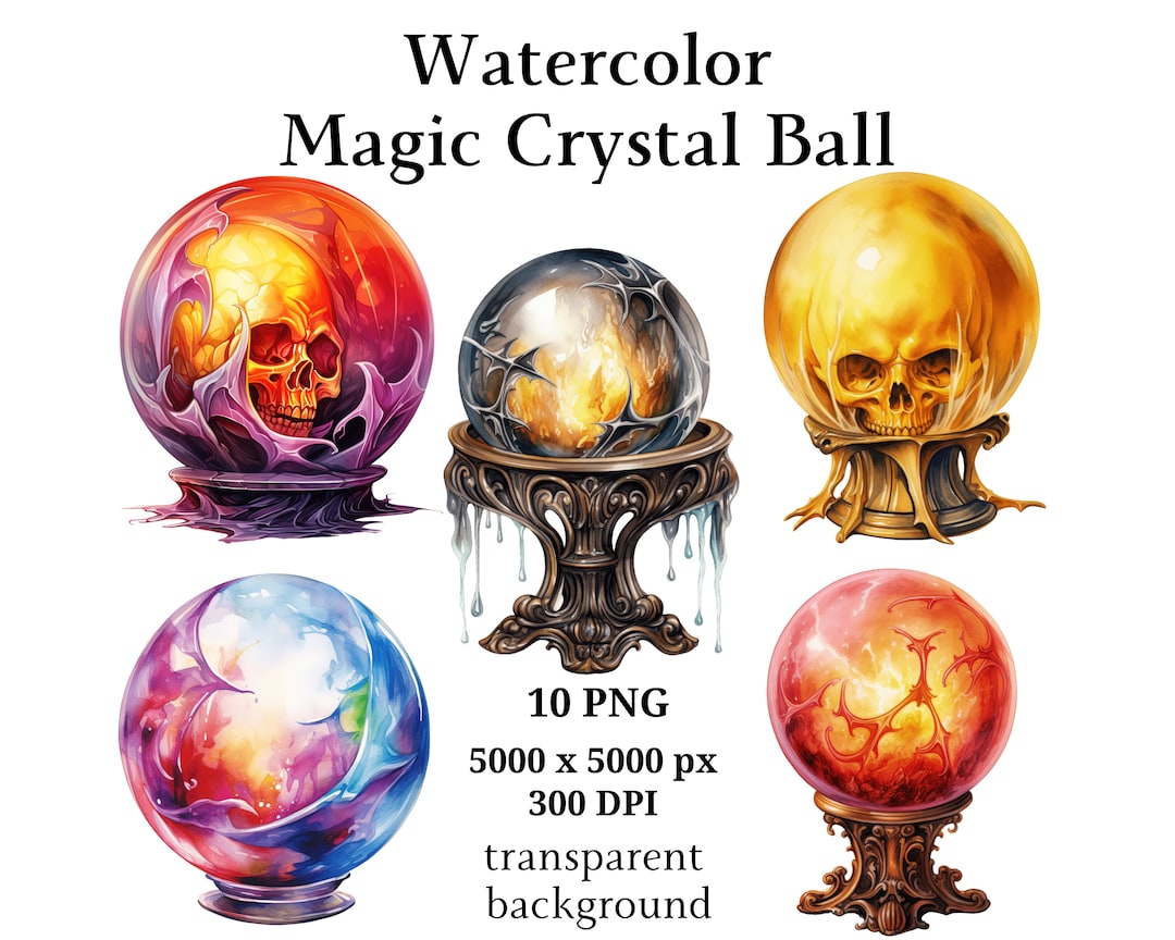 Magic Crystal Ball Clipart, 10 High Quality Pngs, Digital Download ...