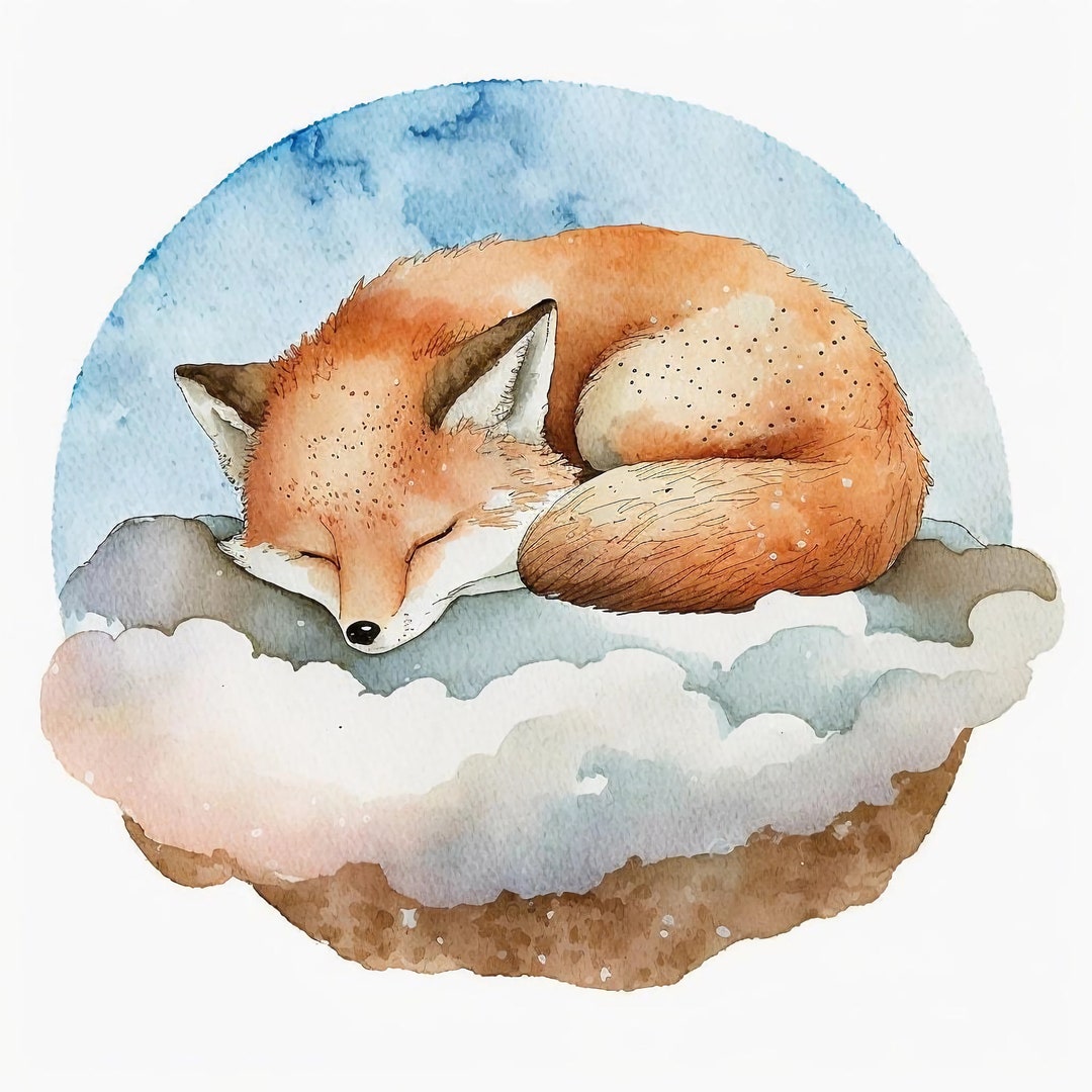 Sleeping Fox Clipart 10 High Quality Jpgs Nursery Art - Etsy