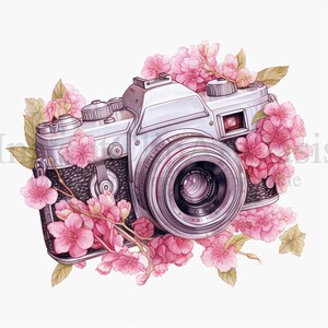 Floral Cameras Clipart, 8 High Quality Jpgs, Art, Instant Digital ...