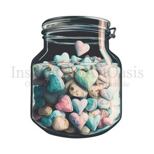 Jar of Hearts Clipart, 10 High Quality Pngs, Art, Instant Digital ...