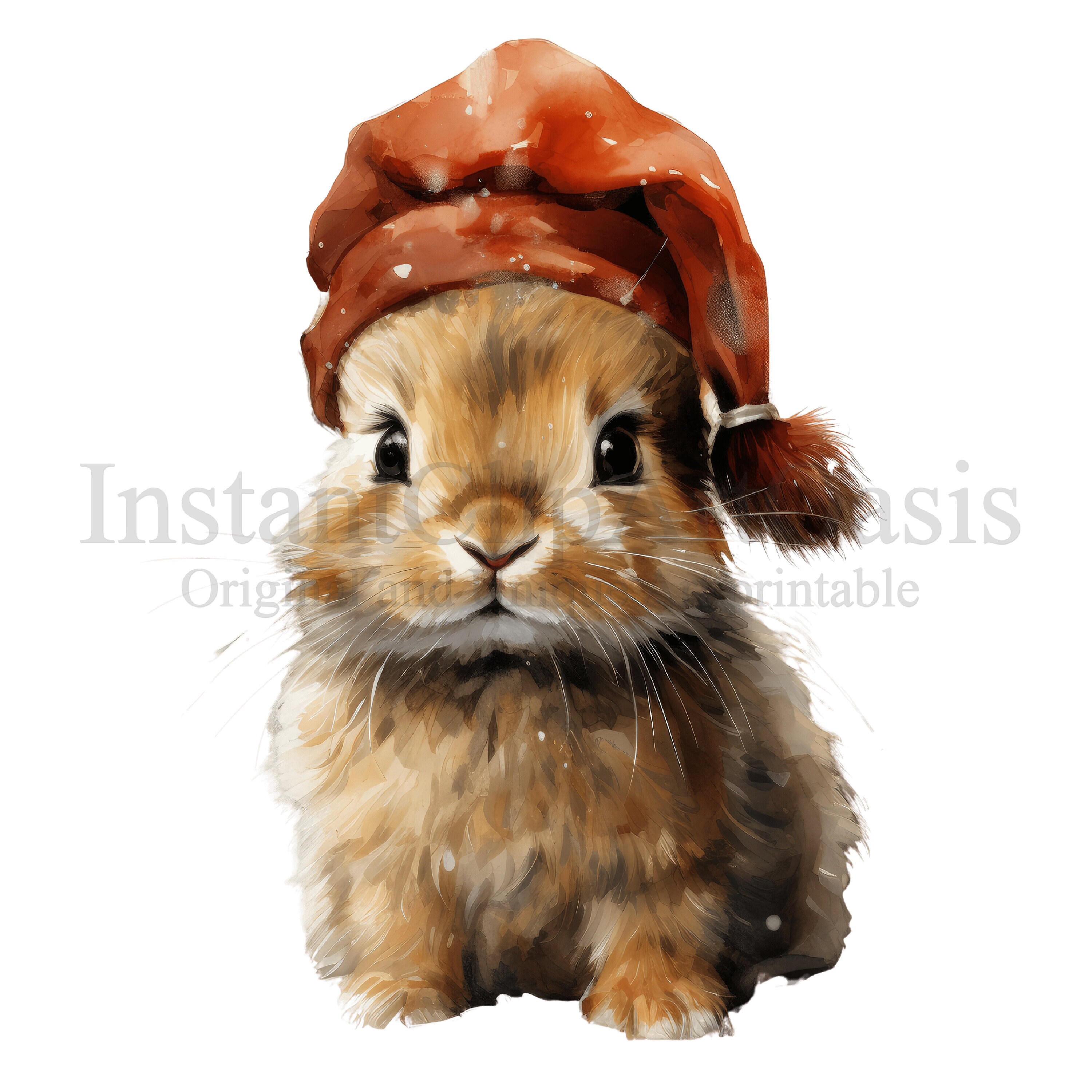 Christmas Bunny Clipart, 10 High Quality Pngs, Christmas Clipart, Card ...