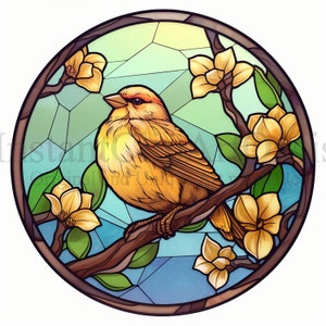 Stained Glass Canary, 10 High Quality Jpgs, Stained Glass, Digital ...