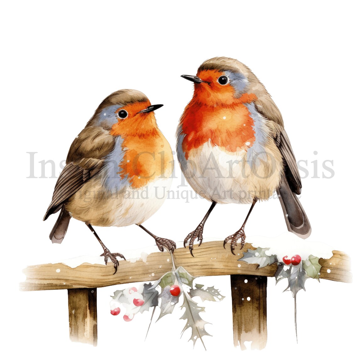 Winter Robins Clipart, 10 High Quality Pngs, Instant Digital Download ...