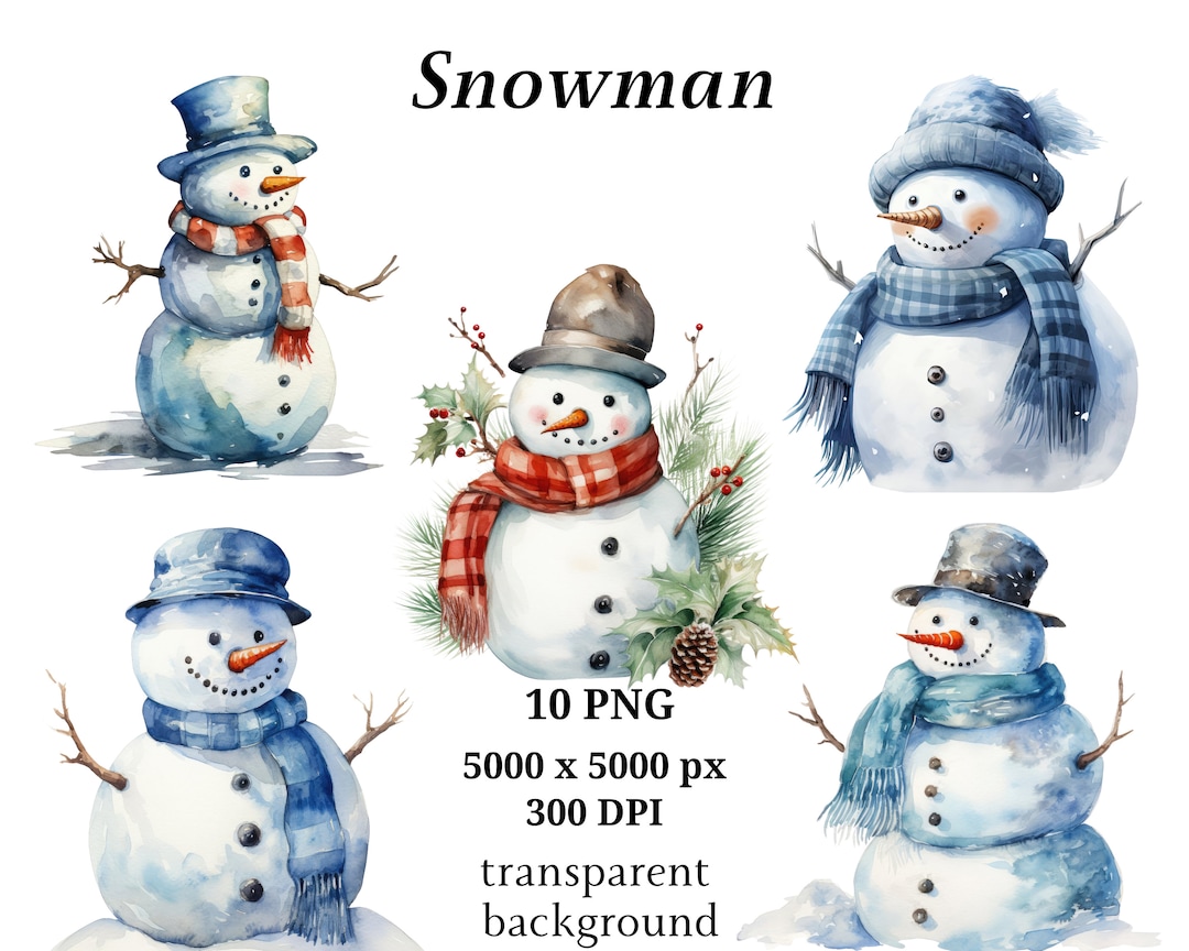 Snowman Clipart, 10 High Quality Pngs, Christmas Clipart, Card Making ...