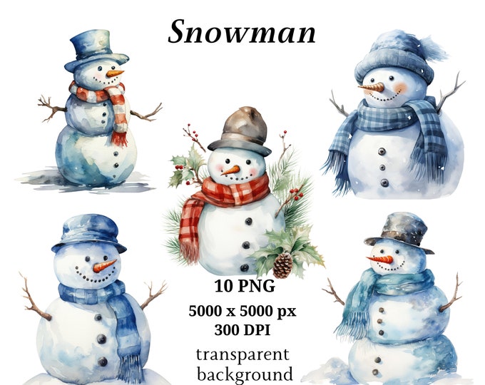 Snowman Frames Clipart Set 1 - 12 High Quality Pngs, Digital Download ...