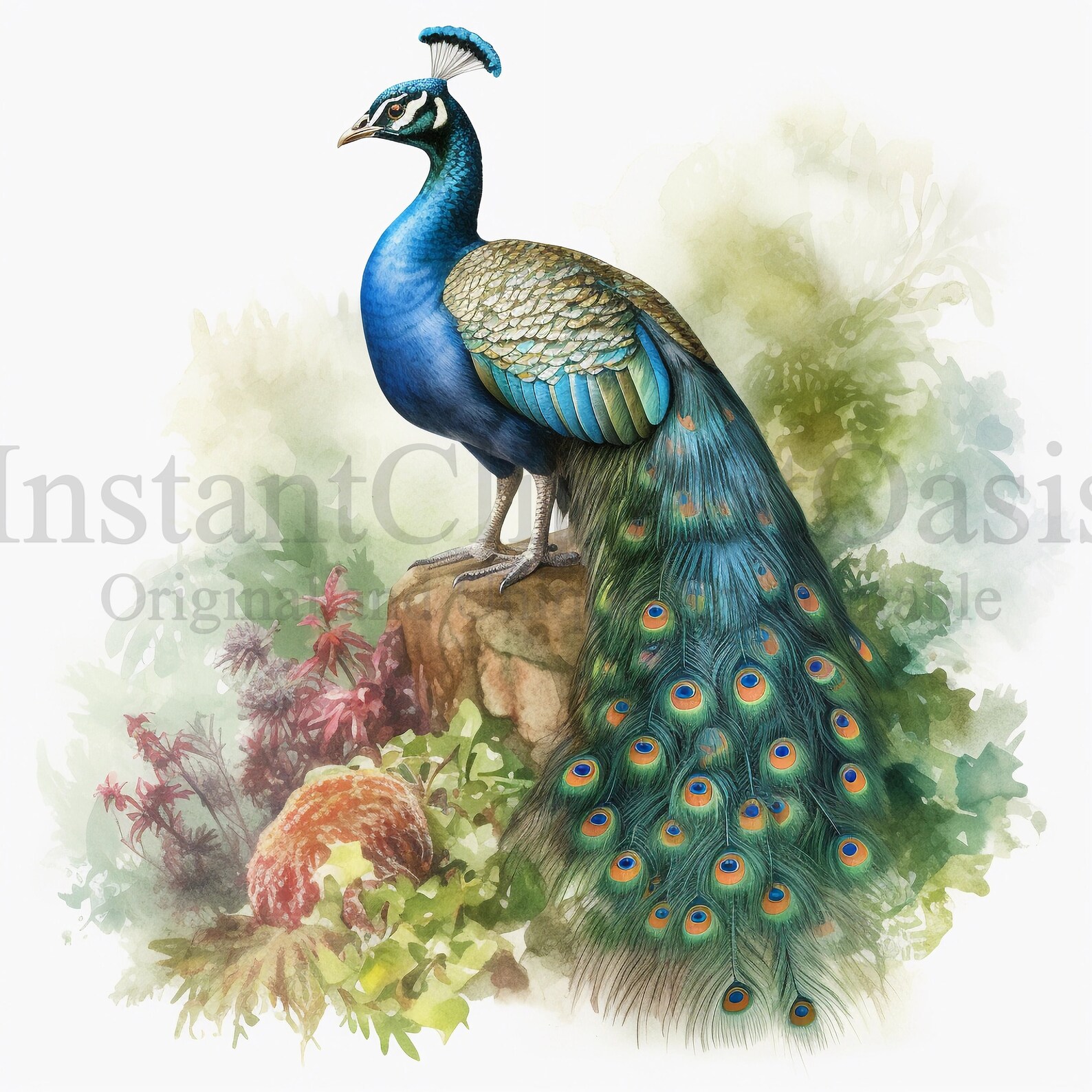 Peacock Clipart, 10 High Quality Jpgs, Nursery Art, Digital Download ...