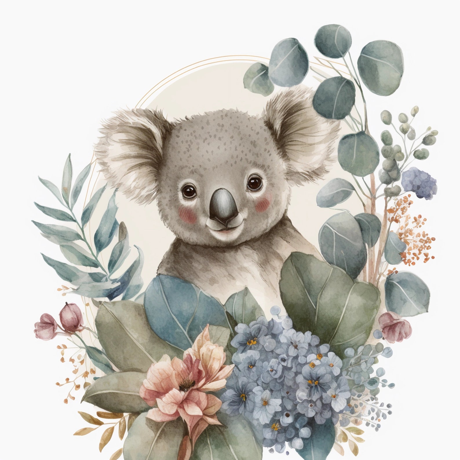 Floral Koalas Clipart 10 High Quality Jpgs Nursery Art - Etsy