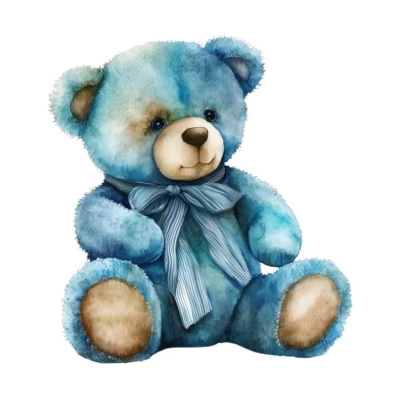 Blue Teddy Bear Clipart 10 High Quality Pngs Nursery Art - Etsy
