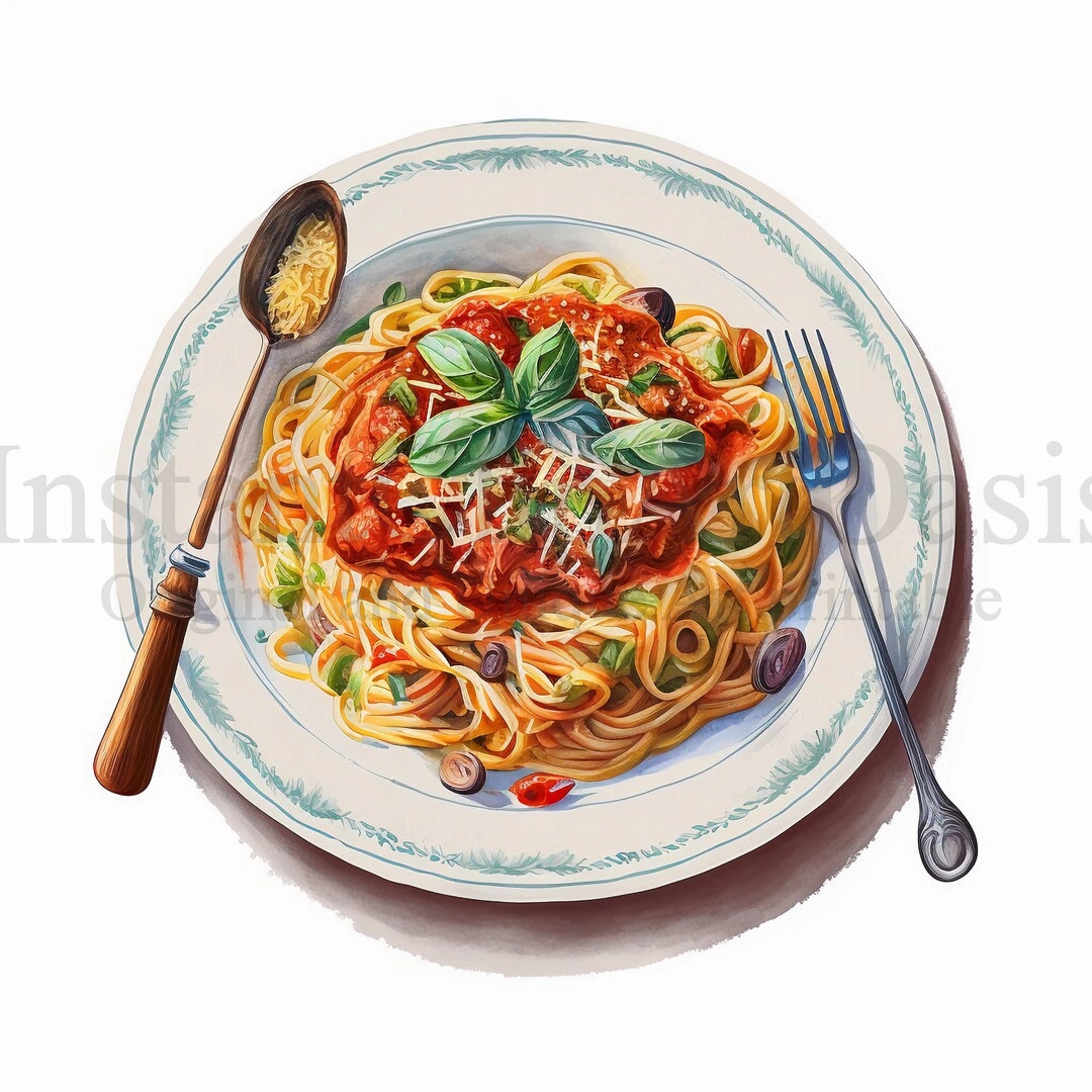 Spaghetti Plate Clipart, 10 High Quality Jpgs, Nursery Art, Digital ...