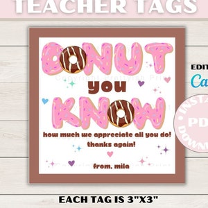 EDITABLE Teacher Appreciation Gift Tag, Staff Appreciation Gift Tag ...