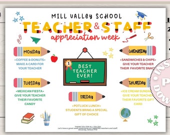 Editable Teacher and Staff Appreciation Week Printables, Printable for ...
