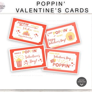 Popcorn Valentine Printable, Printable Valentine Cards, Kids Valentine ...