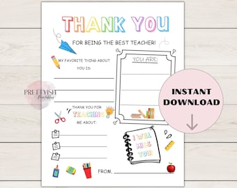 All About My Teacher Printable, Teacher Appreciation Week Printable ...