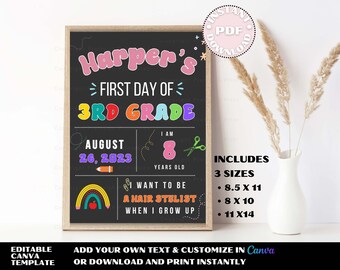 Editable First Day of School Sign Template, Last Day of School ...