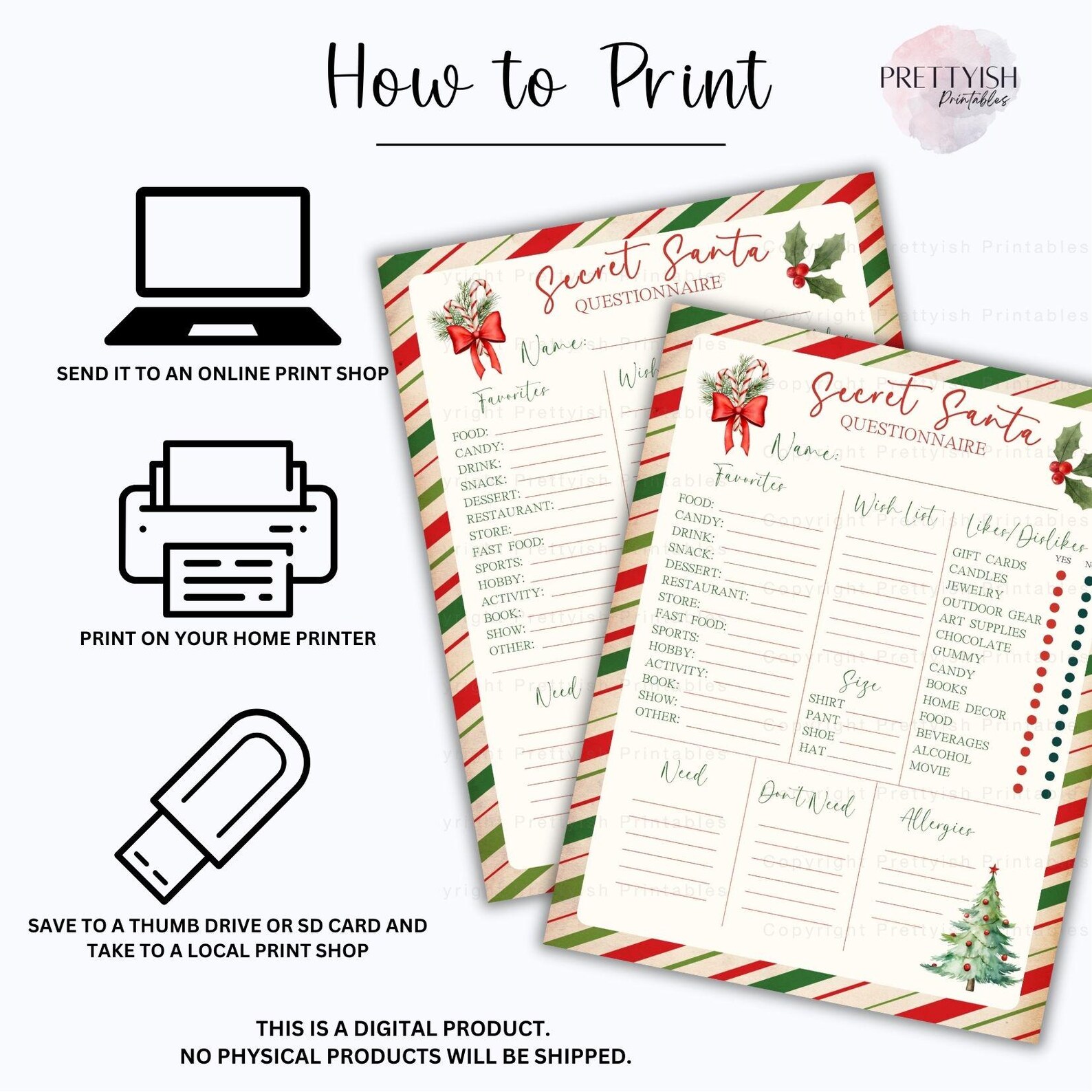 Editable Secret Santa Questionnaire Template Work, Office, Family Gift ...