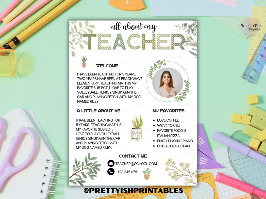 Meet the Teacher Template, Editable Teacher Printable, Back to School ...