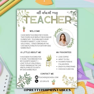 Meet the Teacher Template, Editable Teacher Printable, Back to School ...